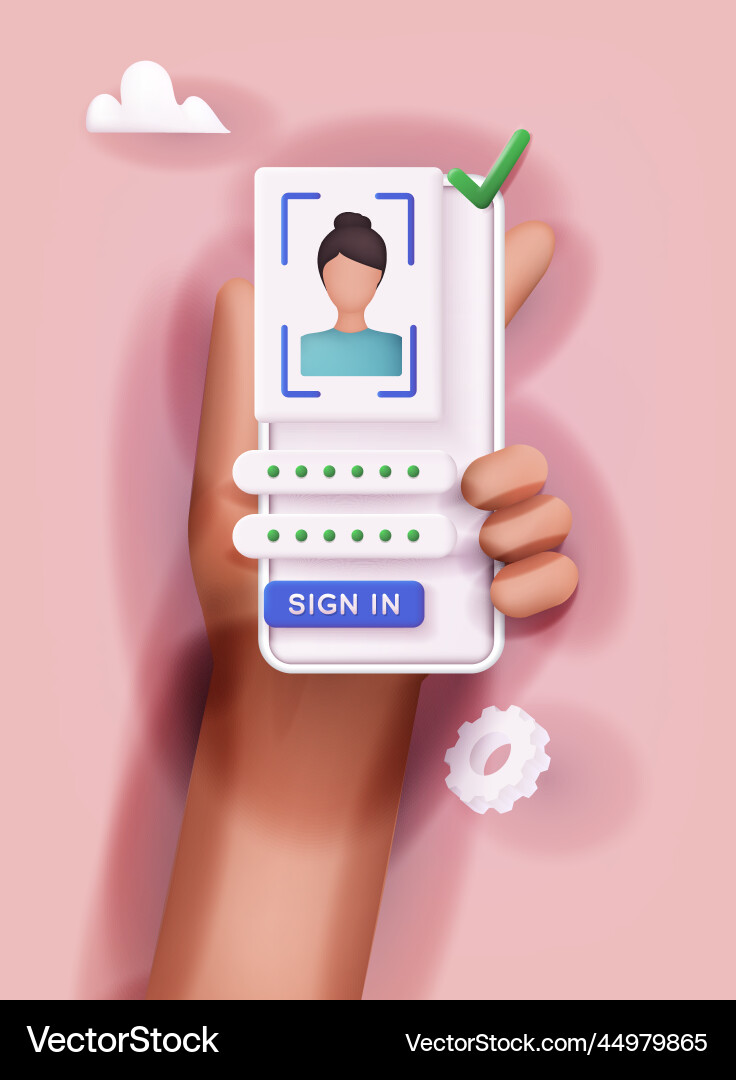 Hand holding mobile smart phone with face Vector Image