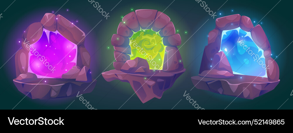 Magic portal on stone ui game fantasy gate space Vector Image