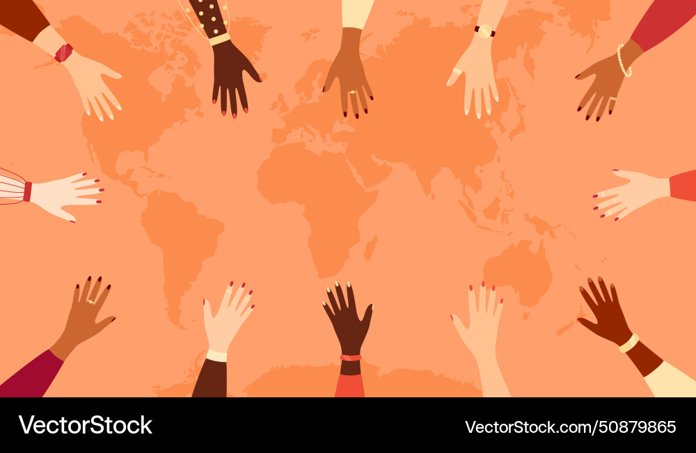 Outstretched hands of women different Royalty Free Vector