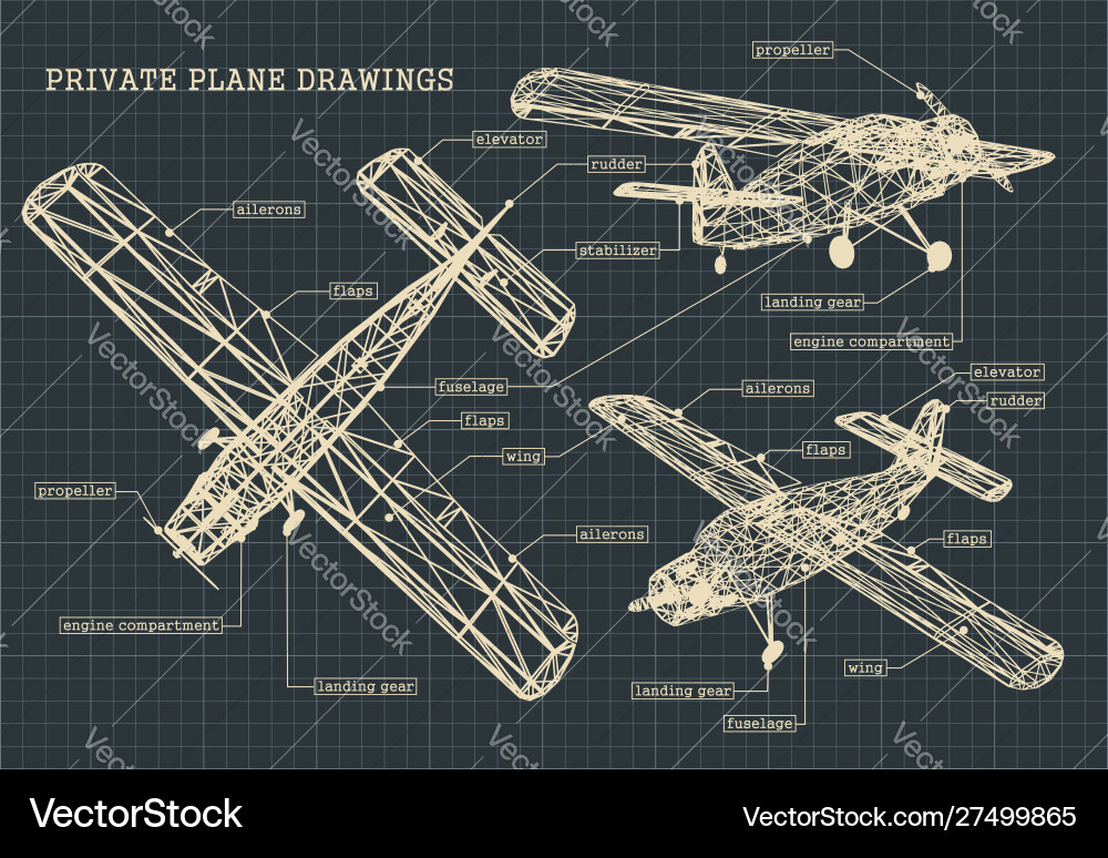 Private Plane Drawings - Sketch Collection Vector Image