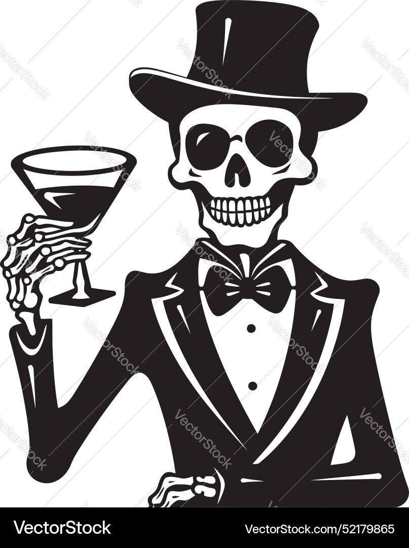 Toast to innovation drunken skeleton logo crafted Vector Image