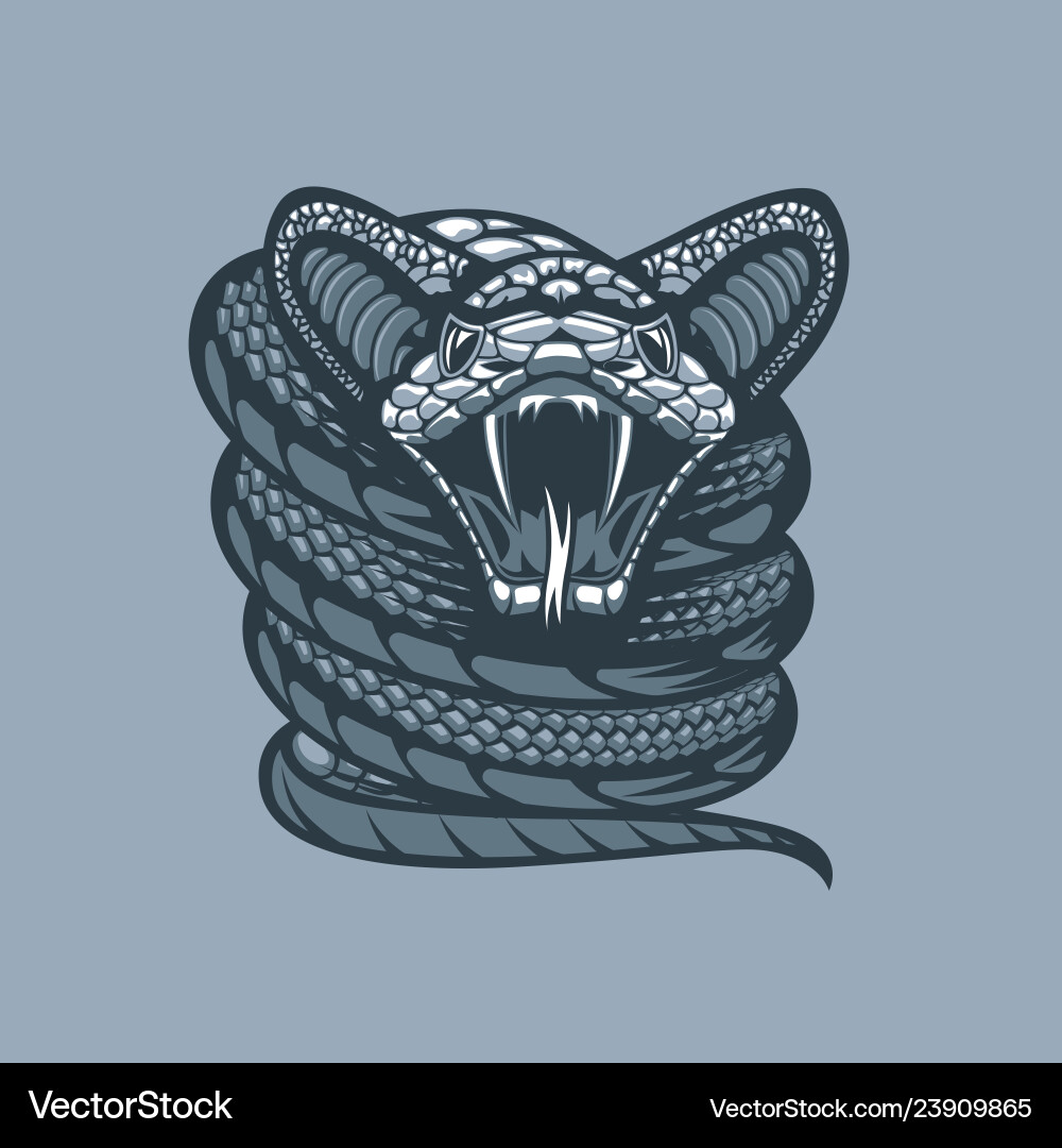 Twisted viper monochrome tattoo style Royalty Free Vector