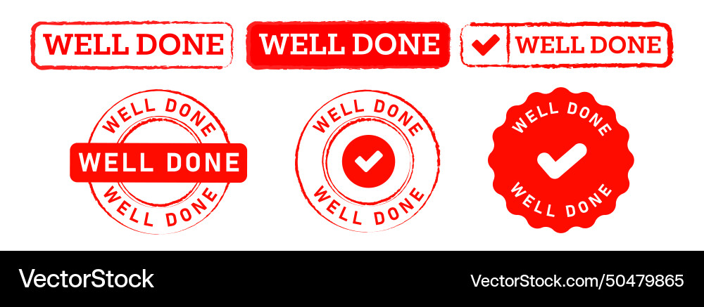 Well done rectangle and circle stamp label seal Vector Image