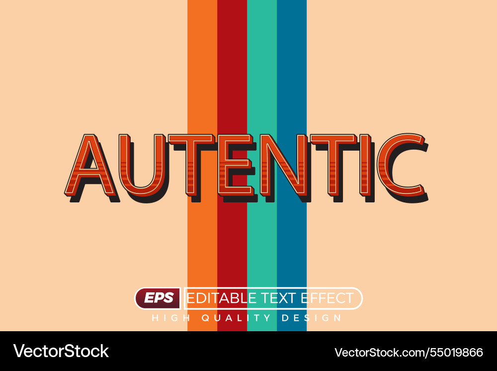 3d vintage text effect authentic Royalty Free Vector Image