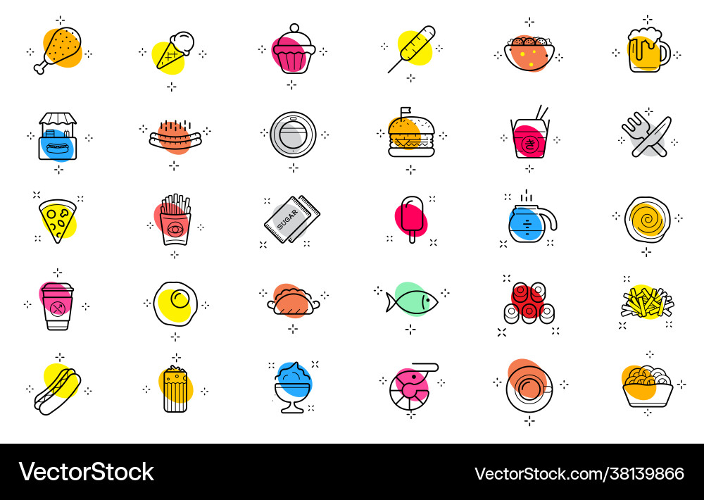 Fast Food Icons Set Royalty Free Vector Image - VectorStock