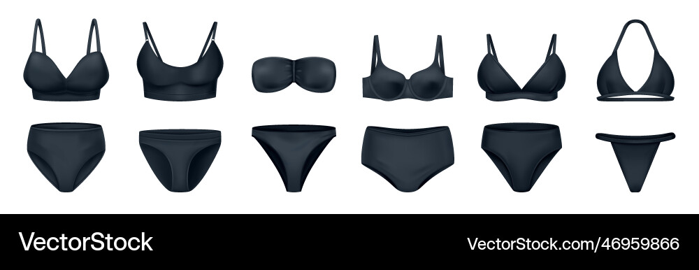 Female bikini realistic set Royalty Free Vector Image