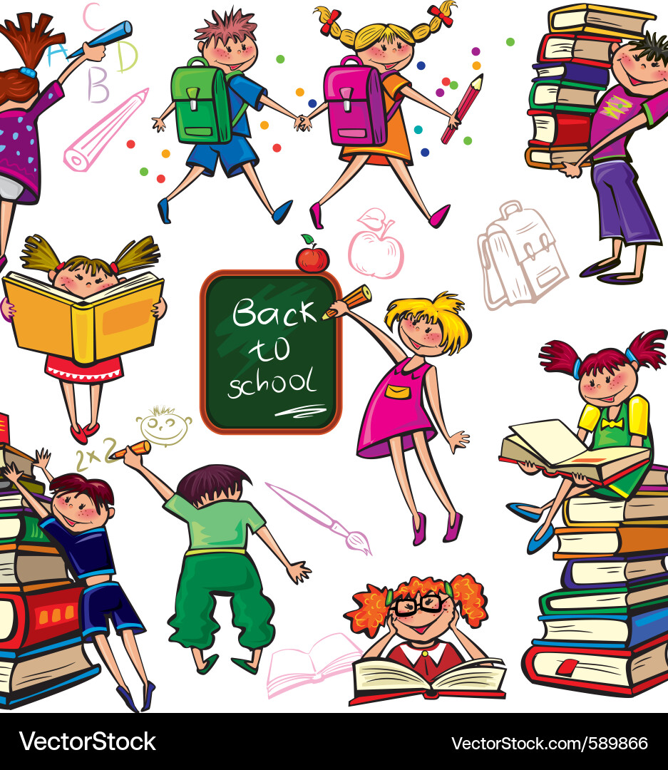 Kids Returning to School Royalty Free Vector Image