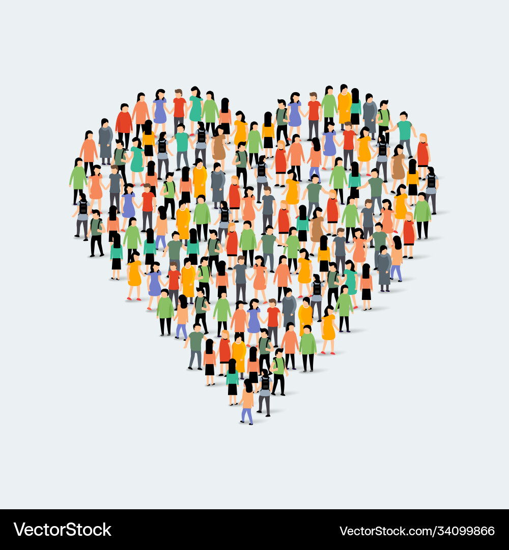 People community heart shape group love crowd Vector Image