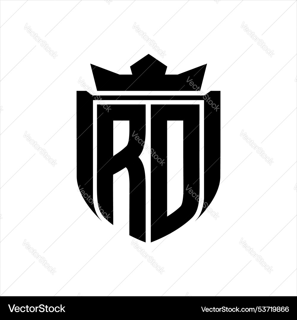 Rd logo with shield shape geeometric crown Vector Image