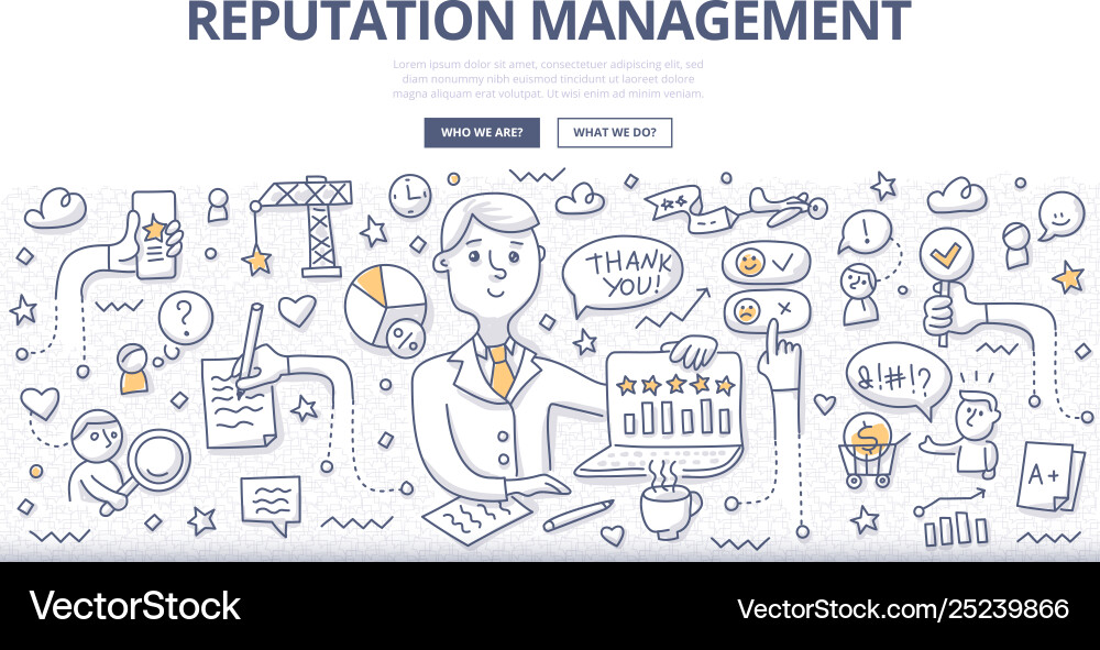 Reputation management doodle concept Royalty Free Vector