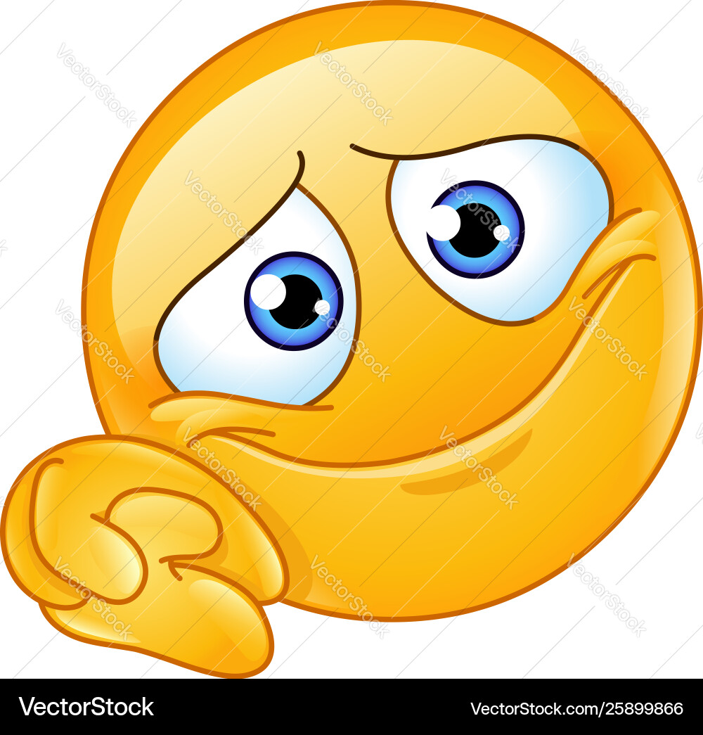 Touched emoticon with clasped hands Royalty Free Vector