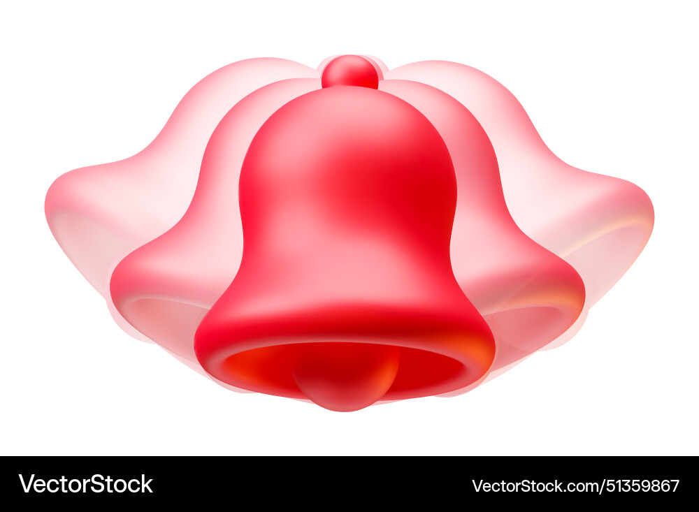 3d realistic red ringing plastic bell vibrating Vector Image