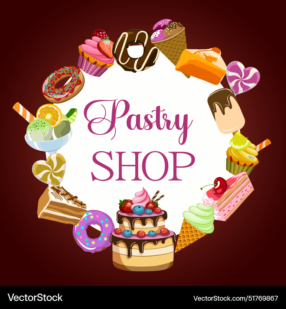 Banner with sweet desserts Royalty Free Vector Image