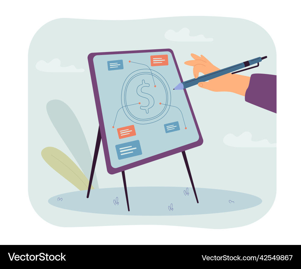 Dollar coin sign on board flat Royalty Free Vector Image