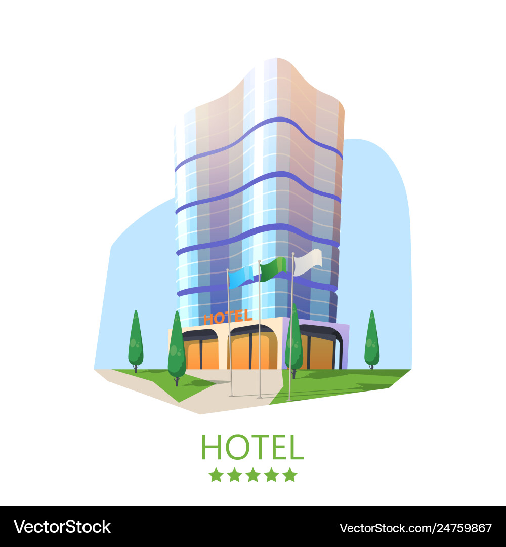 Hotel tower or hostel facade modern skyscraper Vector Image