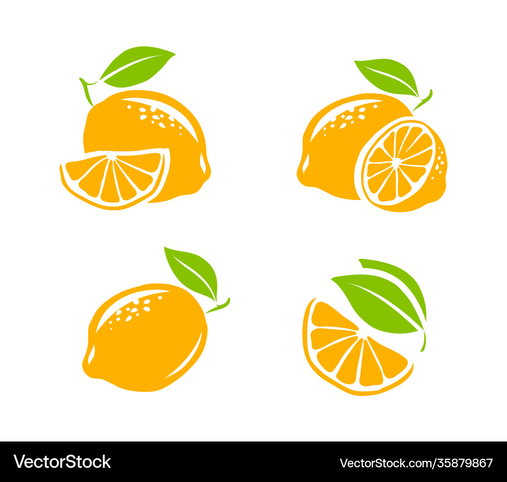 Lemon symbol set fresh fruits Royalty Free Vector Image