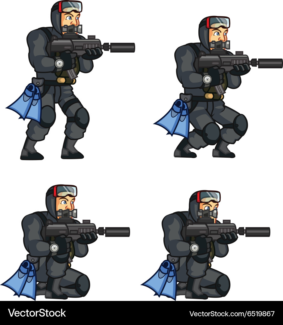 Commando Game Sprite Vector Images (15)