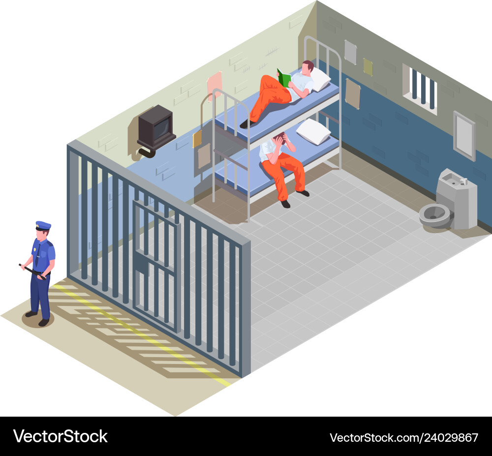 Prison jail isometric composition Royalty Free Vector Image