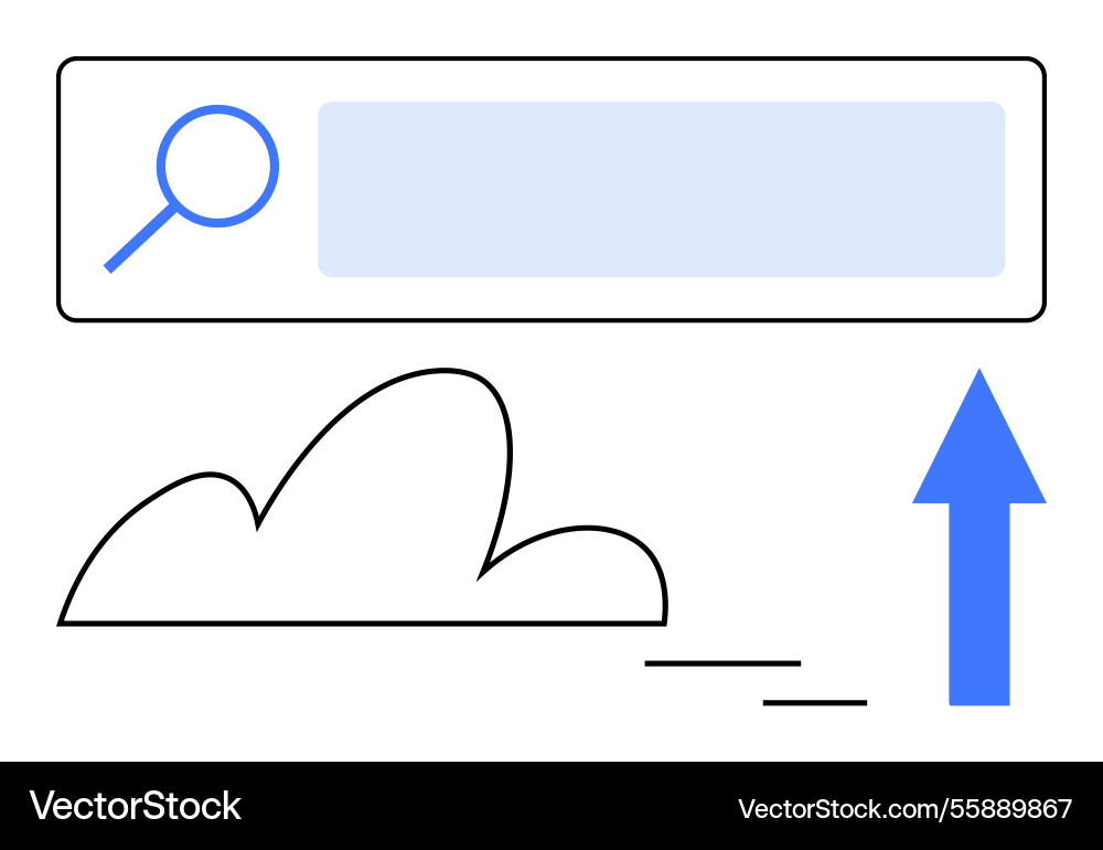 Search bar and arrow representing online growth Vector Image