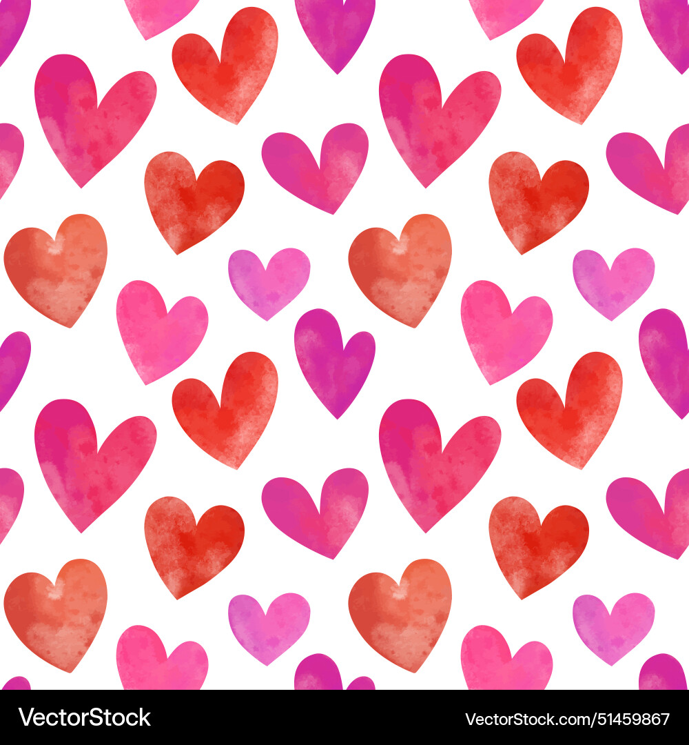 Watercolor hearts seamless pattern Royalty Free Vector Image