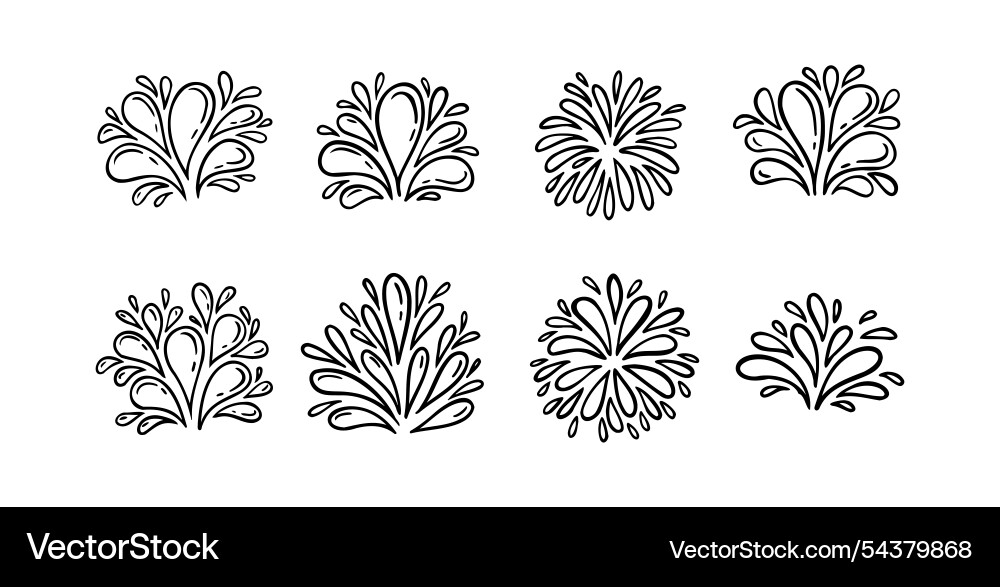 Doodle water splash in vintage style set hand Vector Image