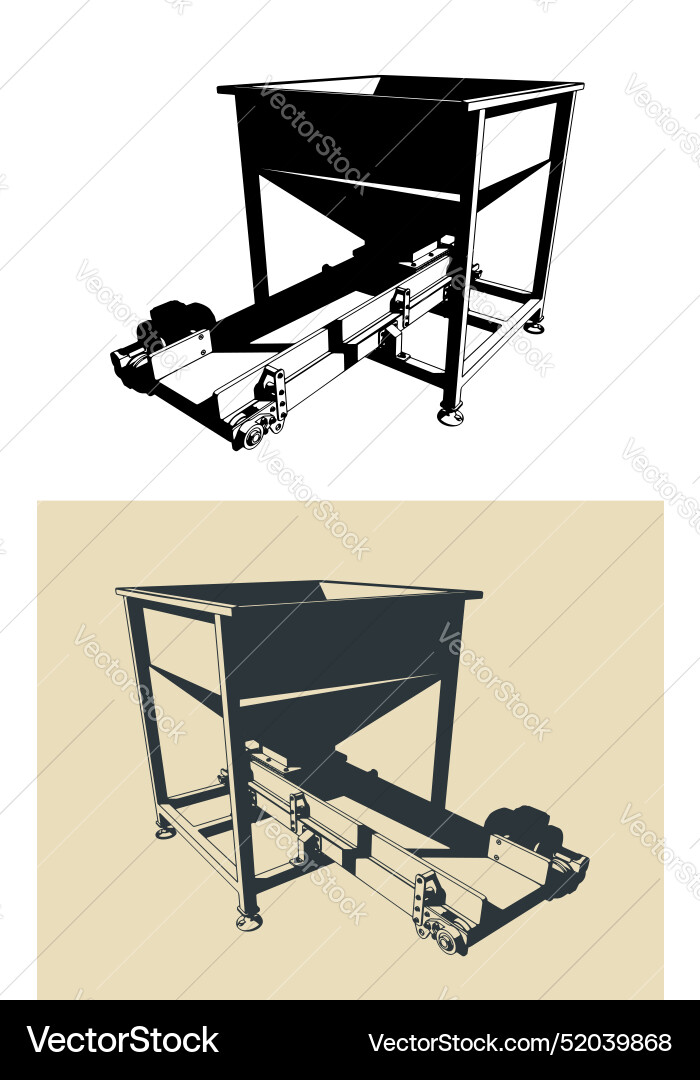 Feeding hopper with belt conveyor Royalty Free Vector Image