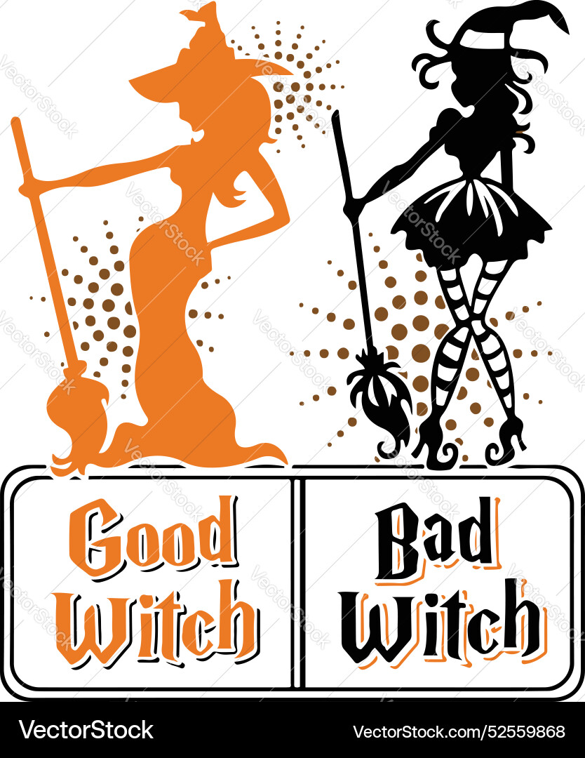 Good witch bad halloween Royalty Free Vector Image