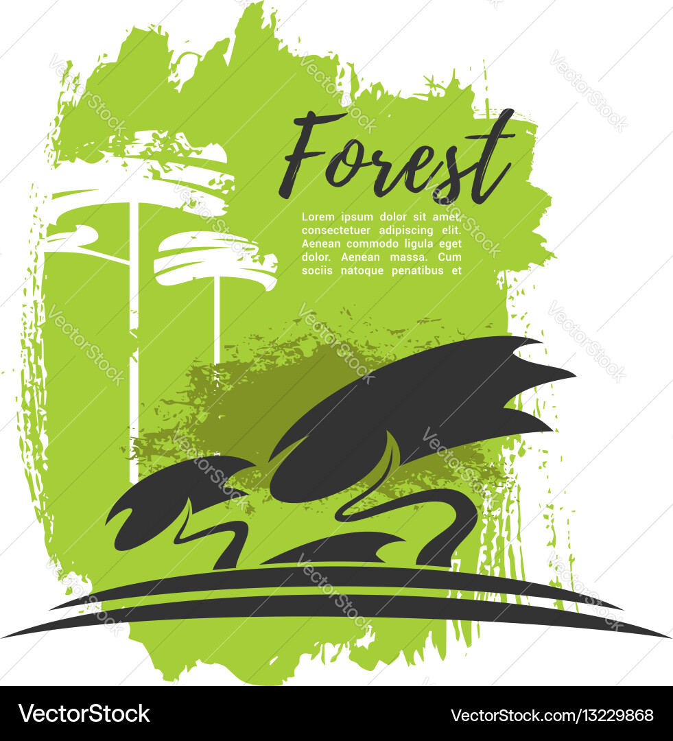 Green forest trees eco poster Royalty Free Vector Image