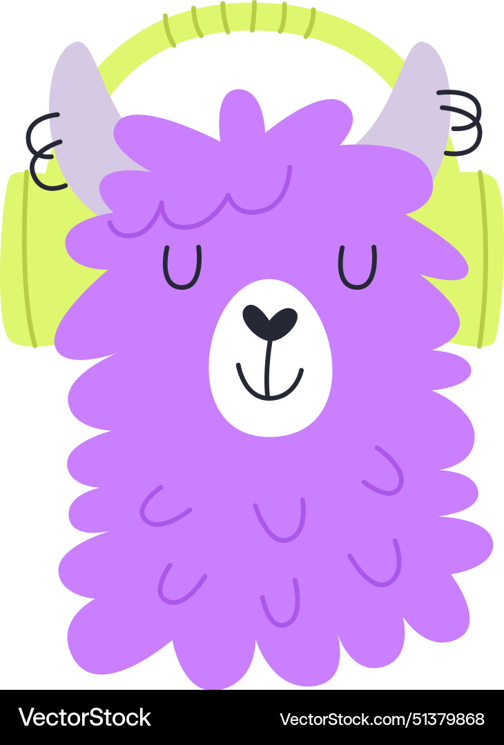 Lama with headphones Royalty Free Vector Image