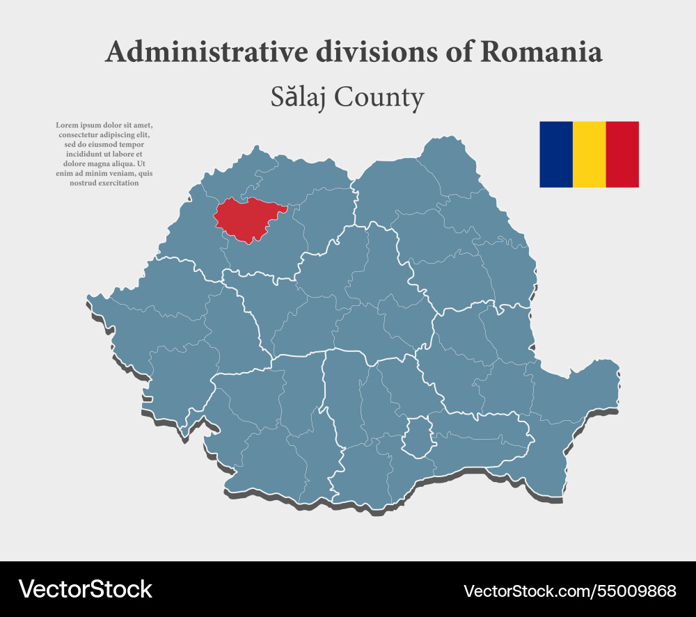 Map romania - salaj county Royalty Free Vector Image