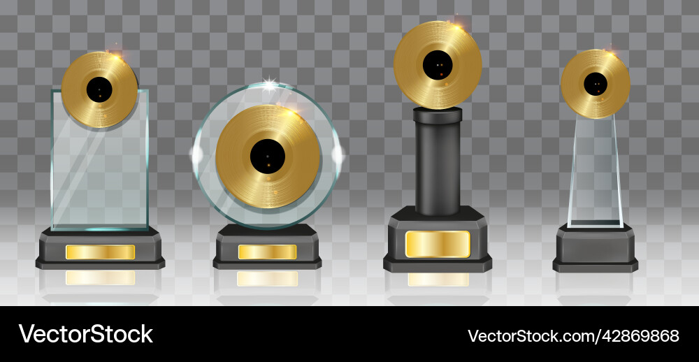 Music award realistic mockup isolated set Vector Image
