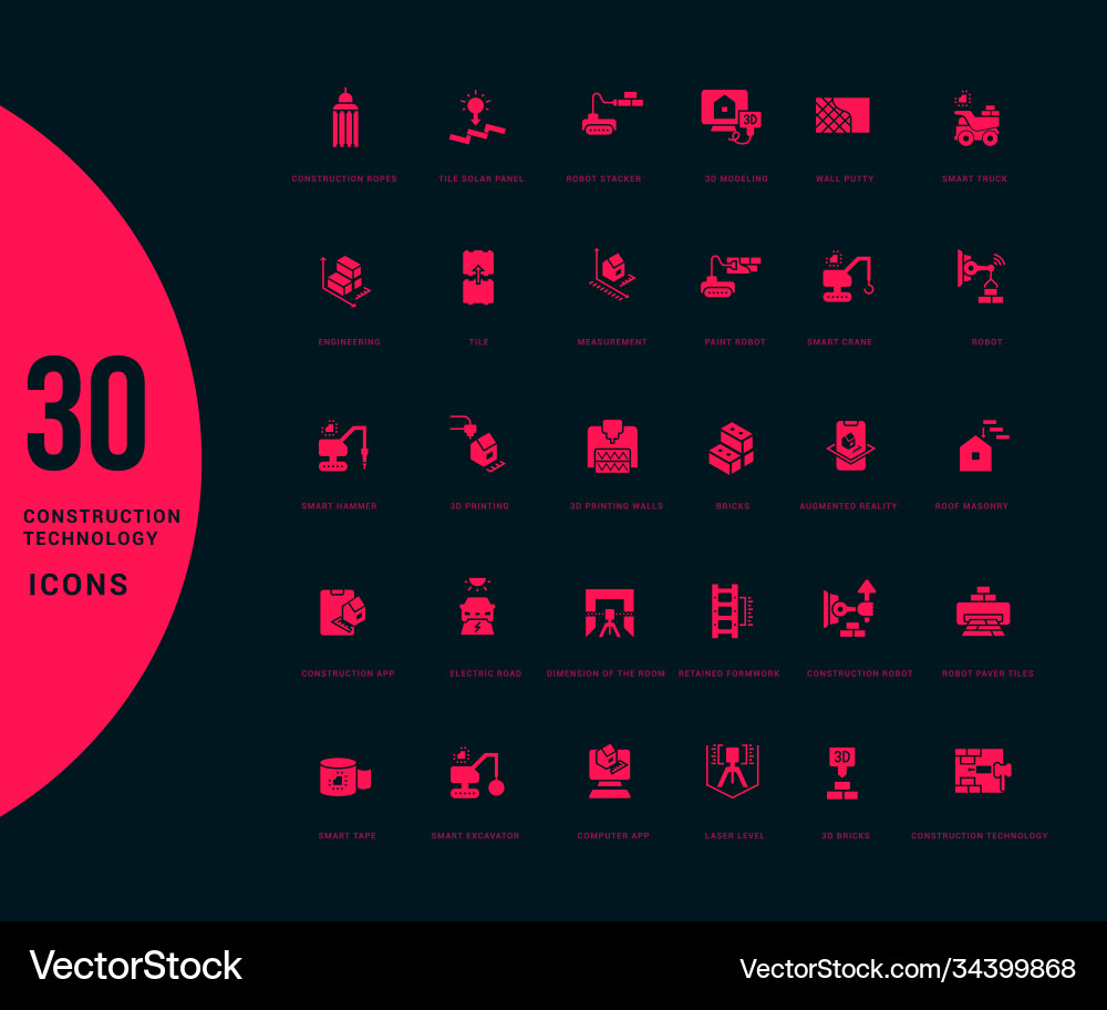 Set simple icons construction technology Vector Image