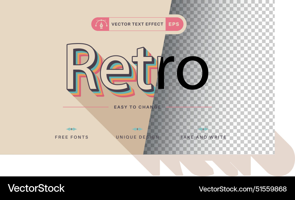 Simple retro - editable text effect font style Vector Image