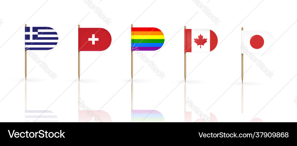 Toothpick flags countries national banners set Vector Image