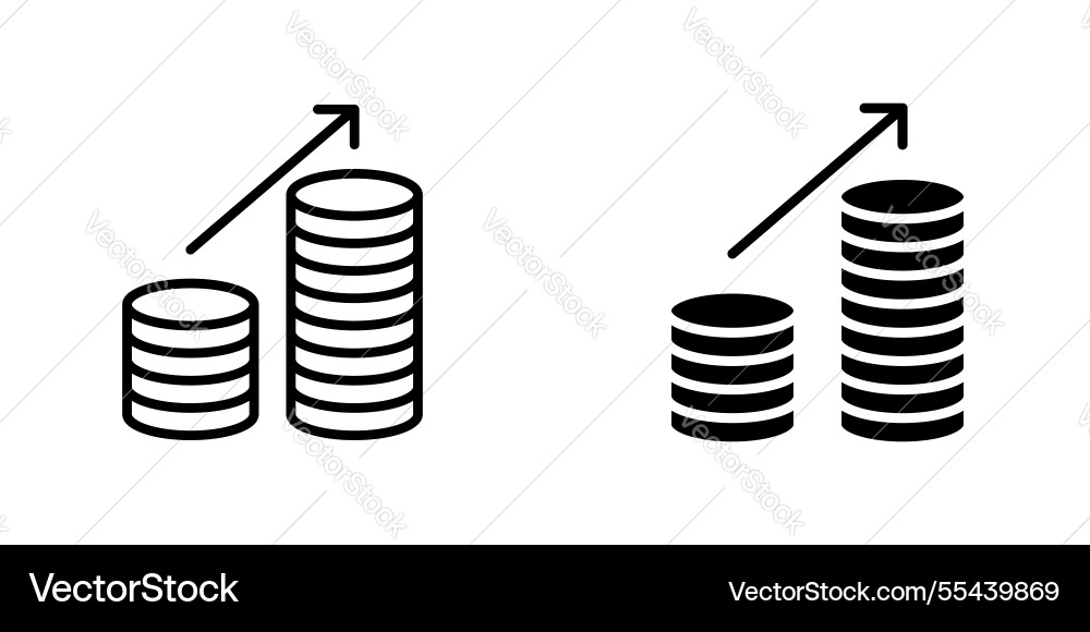 Earning icons stroke line and black solid icons Vector Image