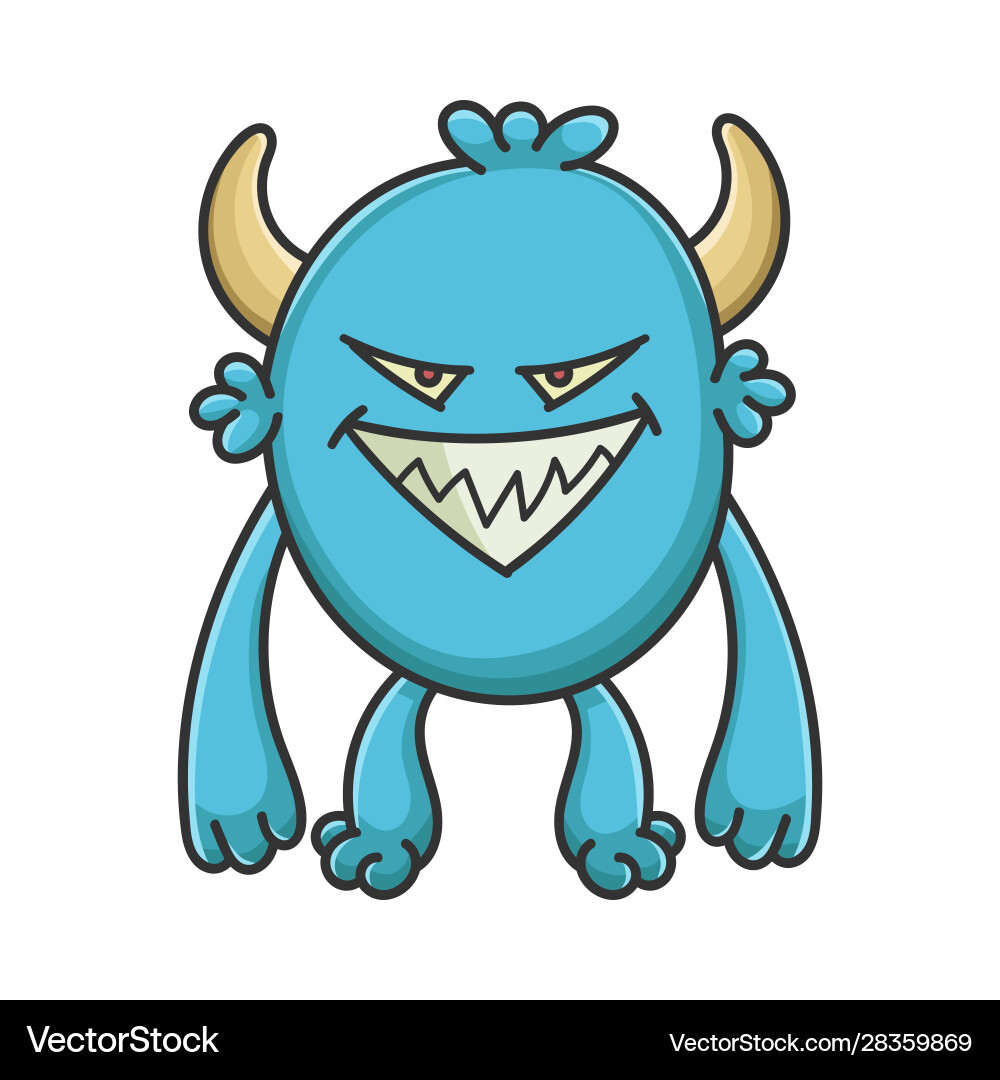 Evil cartoon furry creature monster Royalty Free Vector