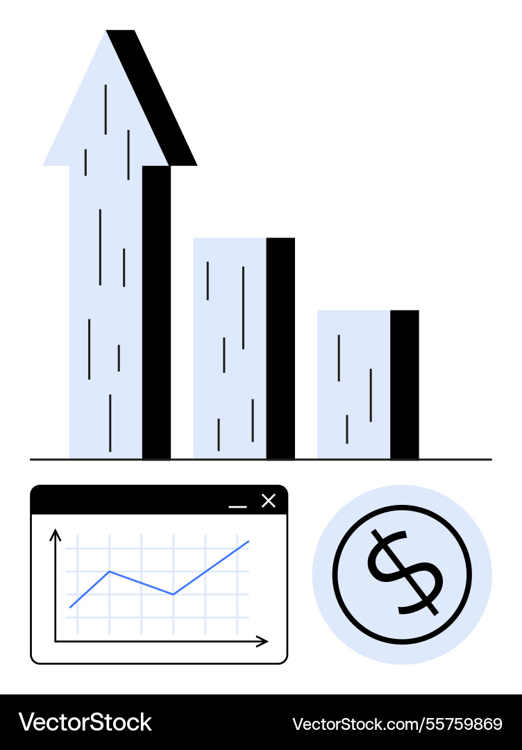Financial growth chart with increasing bars line Vector Image