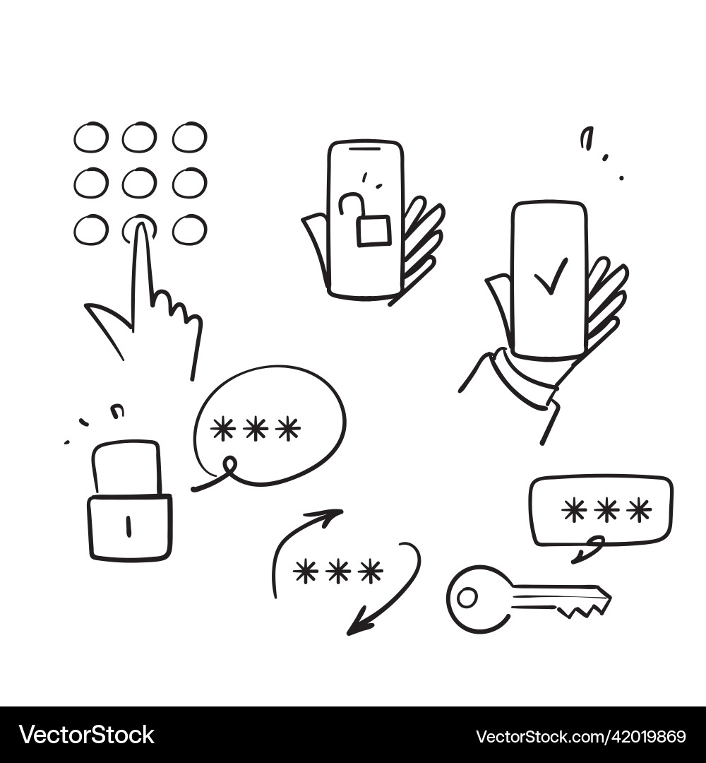 Hand drawn doodle password related isolated Vector Image