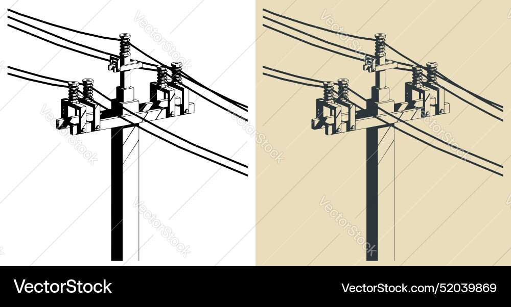 High voltage electric pole close up Royalty Free Vector