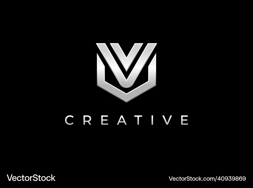 Letter v logo in silver Royalty Free Vector Image