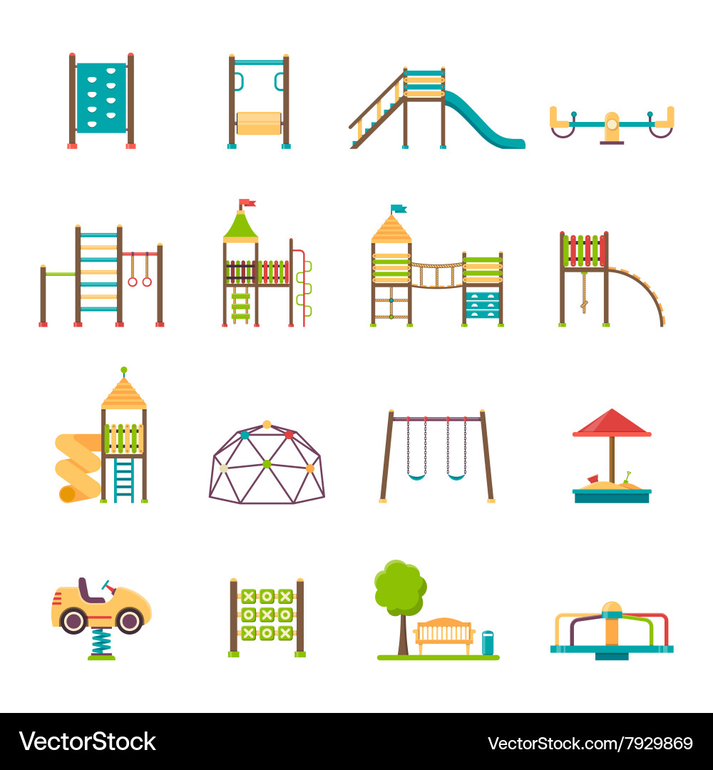 Playground flat icons set Royalty Free Vector Image