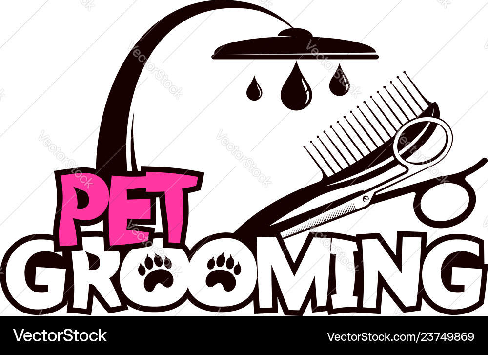 Scissors and comb for grooming pets Royalty Free Vector