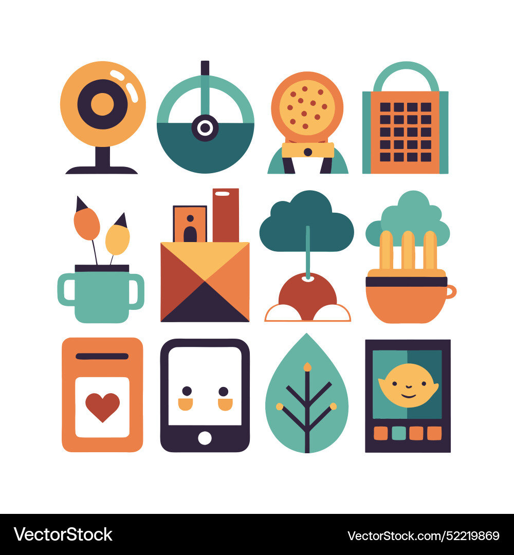Simple icons silhouette Royalty Free Vector Image