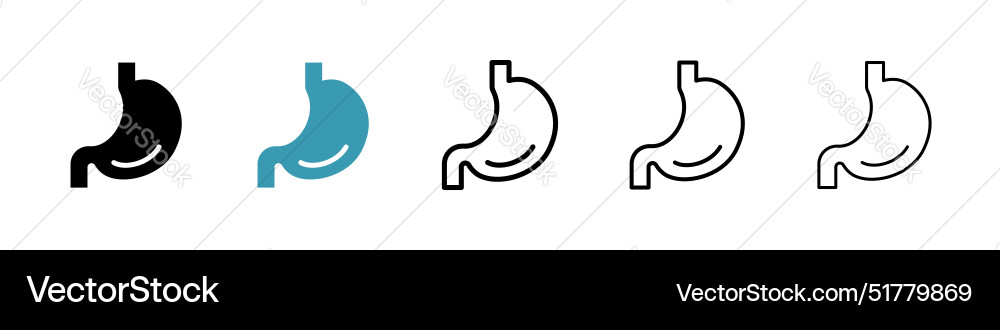 Stomach line icon set Royalty Free Vector Image