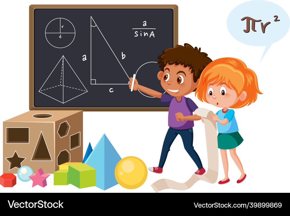Student learning math using blackboard Royalty Free Vector