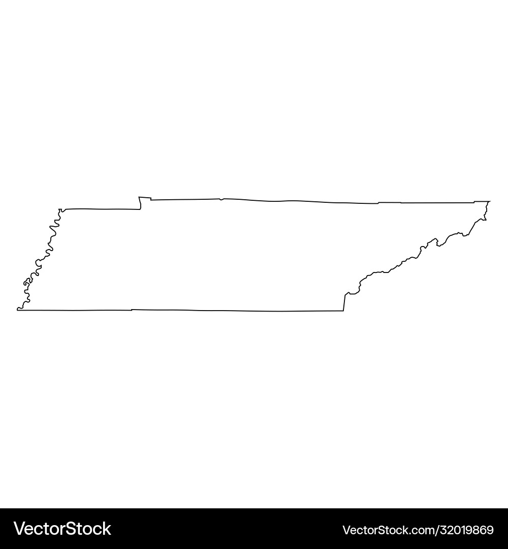 Tennessee tn state border usa map outline Vector Image