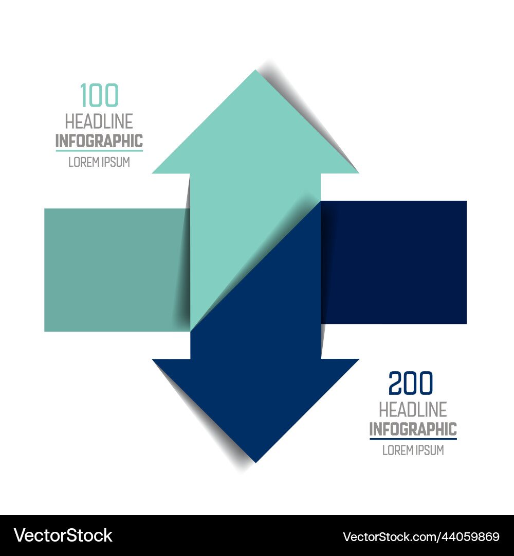 Two arrows in opposite direction infographic chart