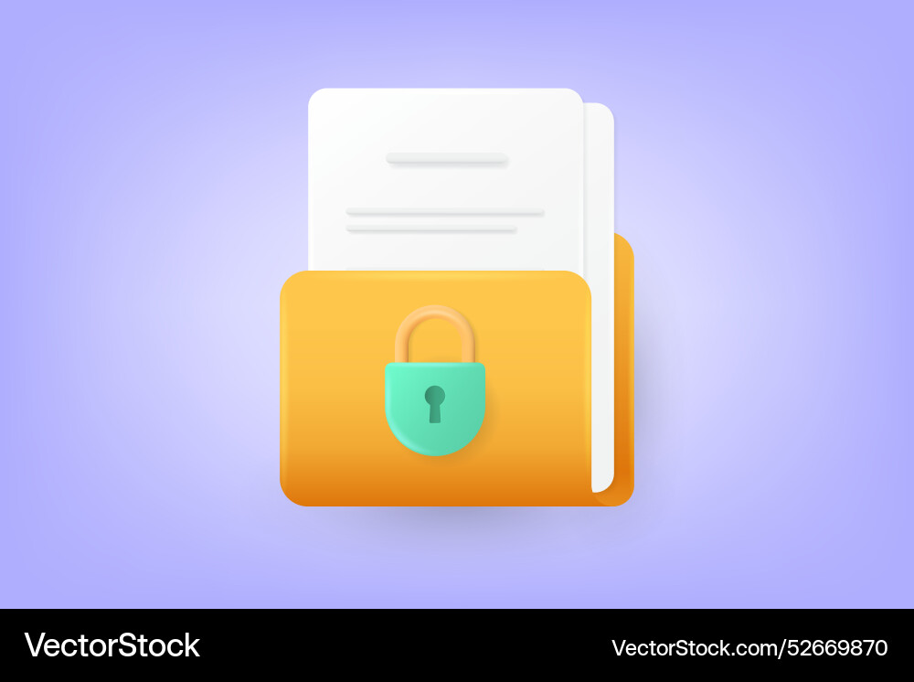 3d folder and padlock icon security data safety Vector Image