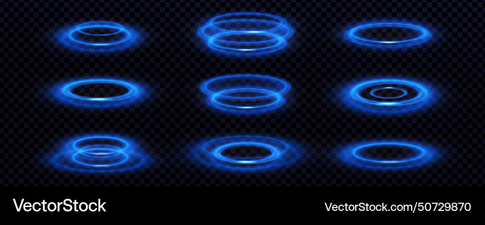 Blue ring portals set on transparent background Vector Image