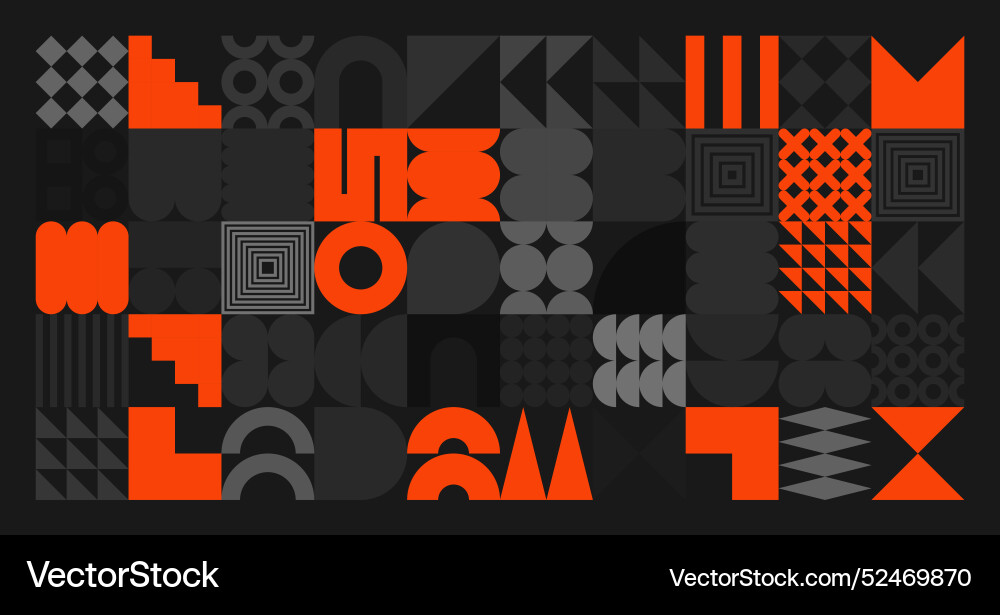 Brutalist geometric shapes gray and orange Vector Image